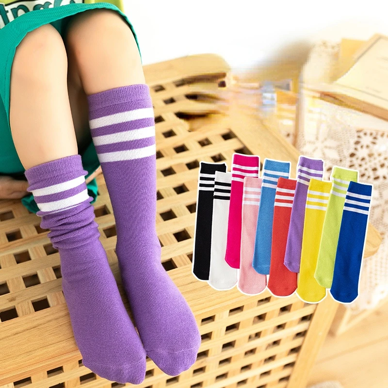 2022-socks-girl-New-Candy-Colored-Stripes-Cotton-Girls-Boys-Long-Socks ...