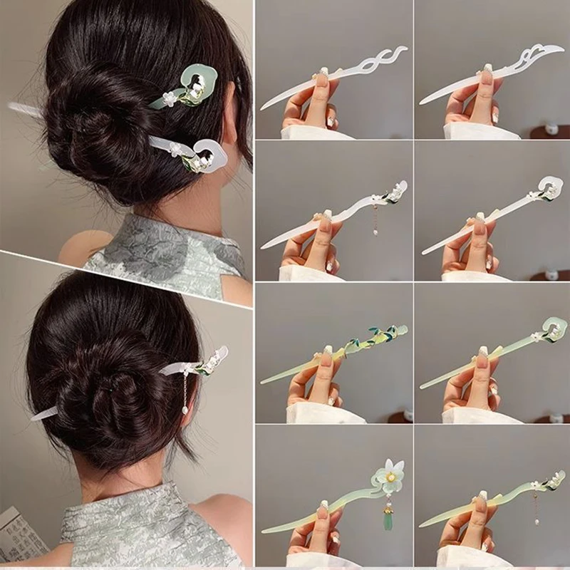 Elegant-Chinese-Hair-Stick-Jade-Flower-Simple-Hair-Pins-for-Women ...