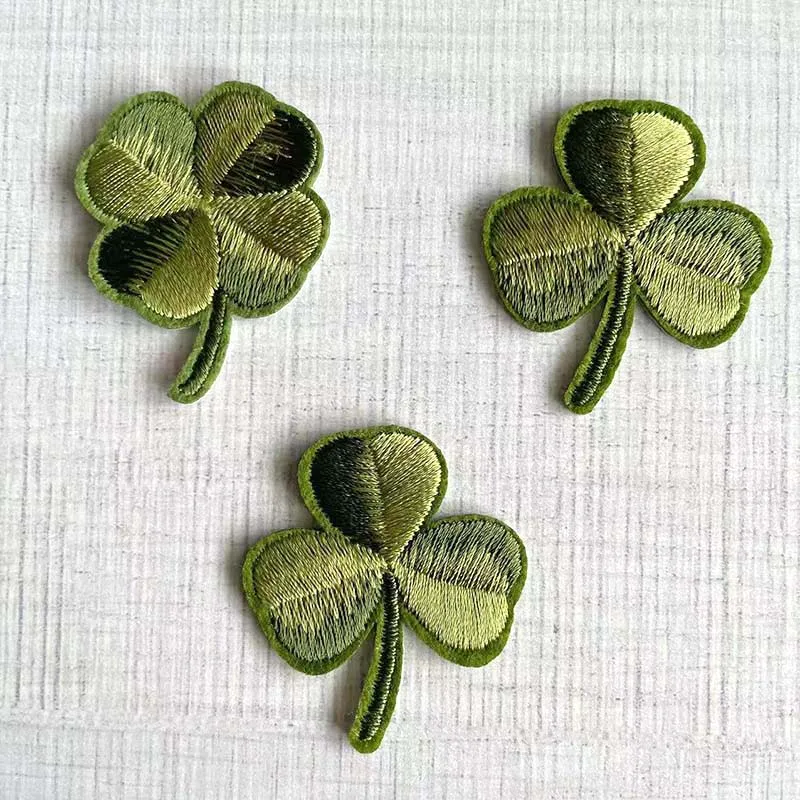 10PC/5.5CM Clover Applique Iron On Embroidered Patches,Green Leaf Cloth ...