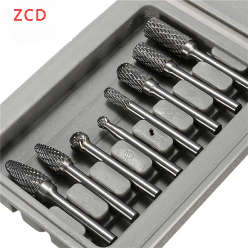 ZCD 8Pcs Set Double Cut Carbide Rotary Burrs Bit CNC Engraving 1/4 ...