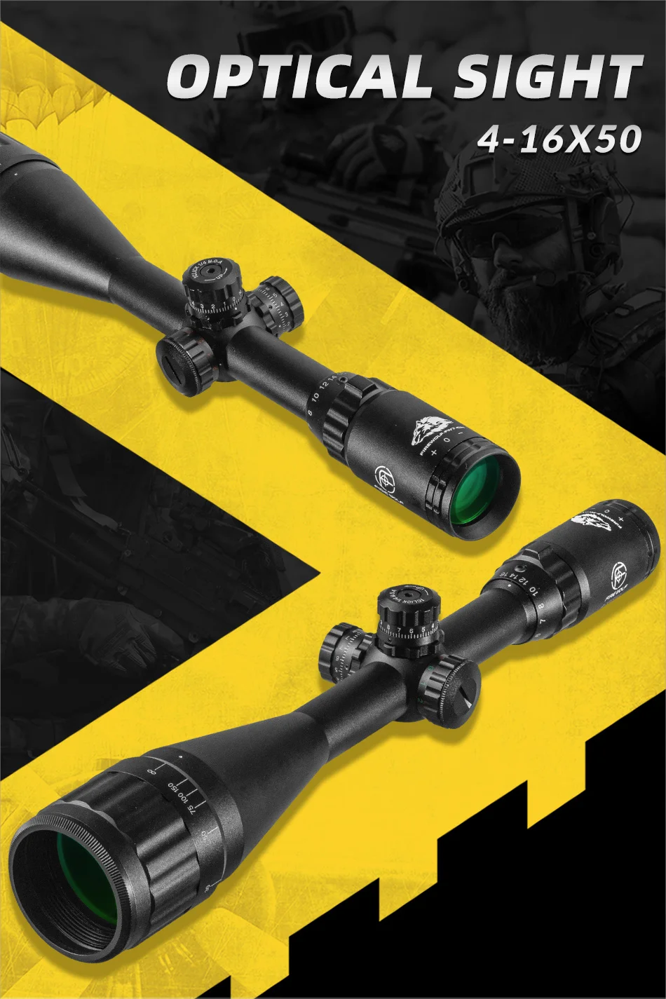 FIRE WOLF 4-16X50 Rifle Scope Tactical Optical Red Green Dot Sight ...