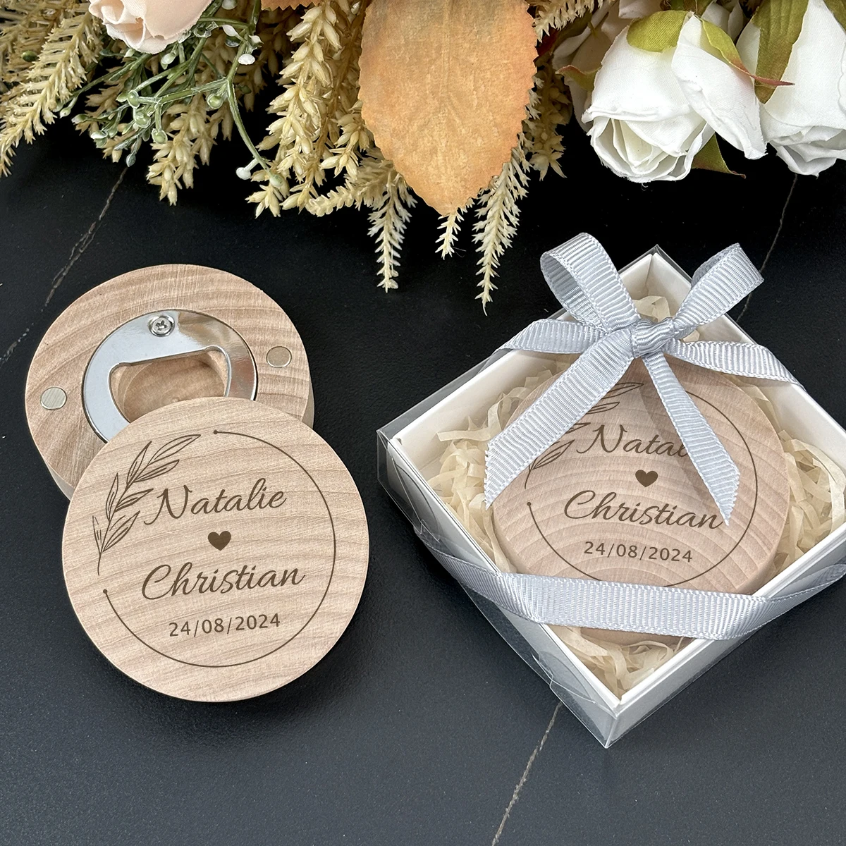 Custom-Wedding-Magnets-Party-Favor-Bottle-Openers-Engraved-Wooden ...