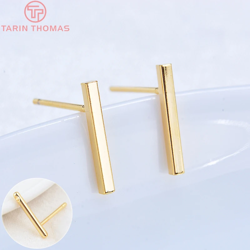 (2212)20PCS 12.5x1.5MM 24K Gold Color Brass Rod Stud Earrings High ...