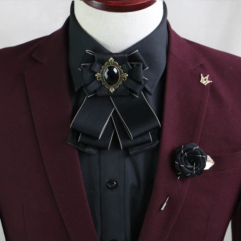 Elegant-Gorgeous-Diamond-Ribbon-Bowtie-Men-Wedding-Suit-Uniform-Groom ...