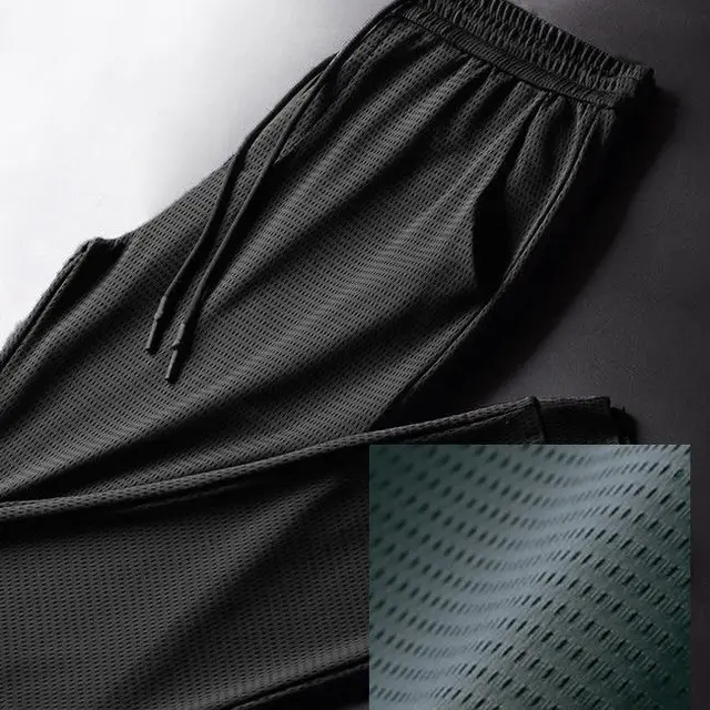 Men's Summer Ice Silk Pants Mesh Breathable Casual Thin Quick Dry Pants ...