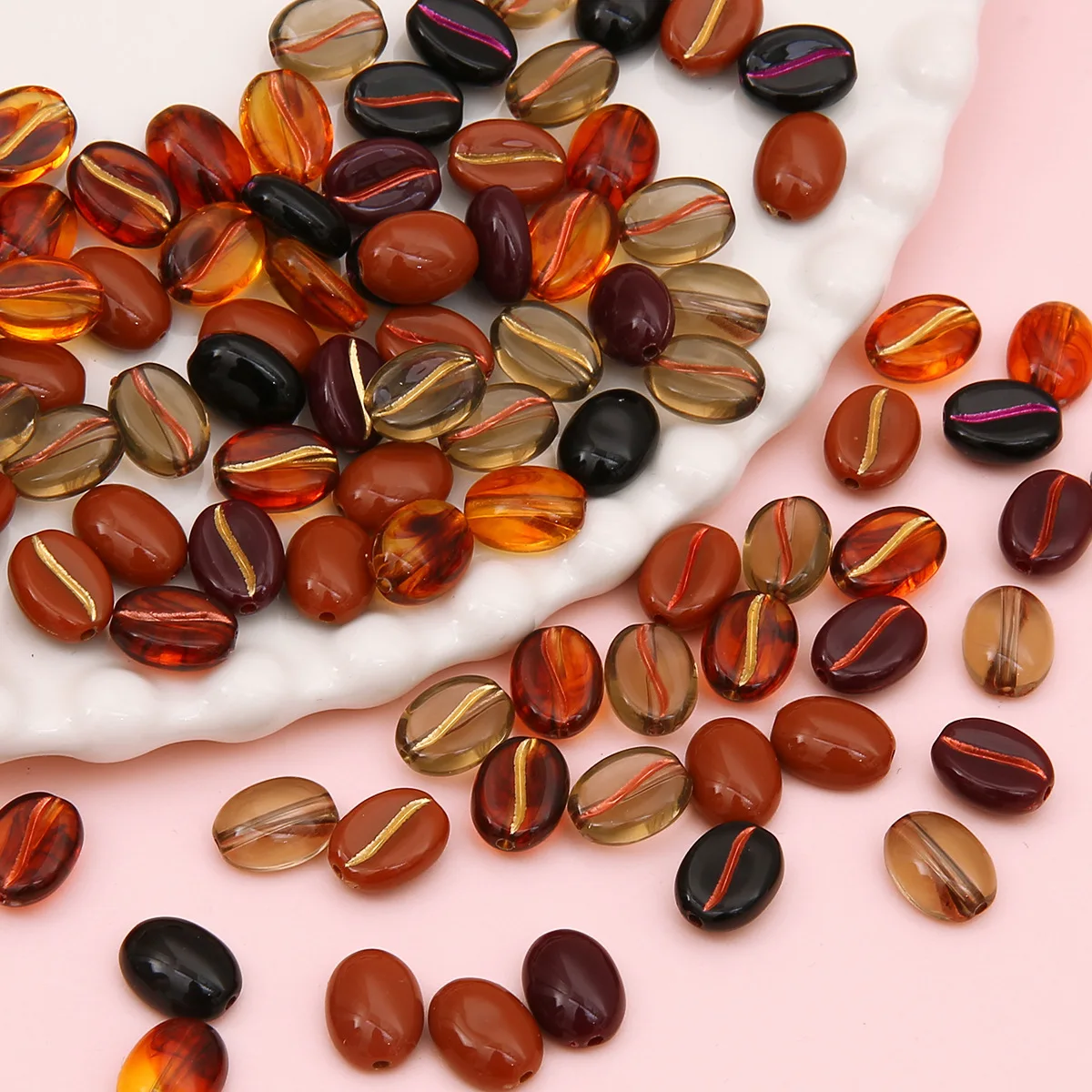 50pcs-Coffee-Bean-Shape-Beads-11mm-Acrylic-Transparent-Spacer-Beads-for ...