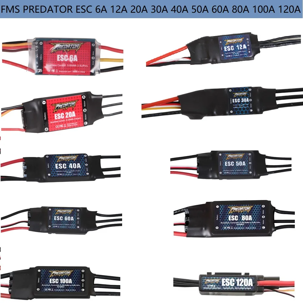 FMS-Predator-Electronic-Speed-Control-ESC-6A-20A-30A-50A-60A-80A-100A ...
