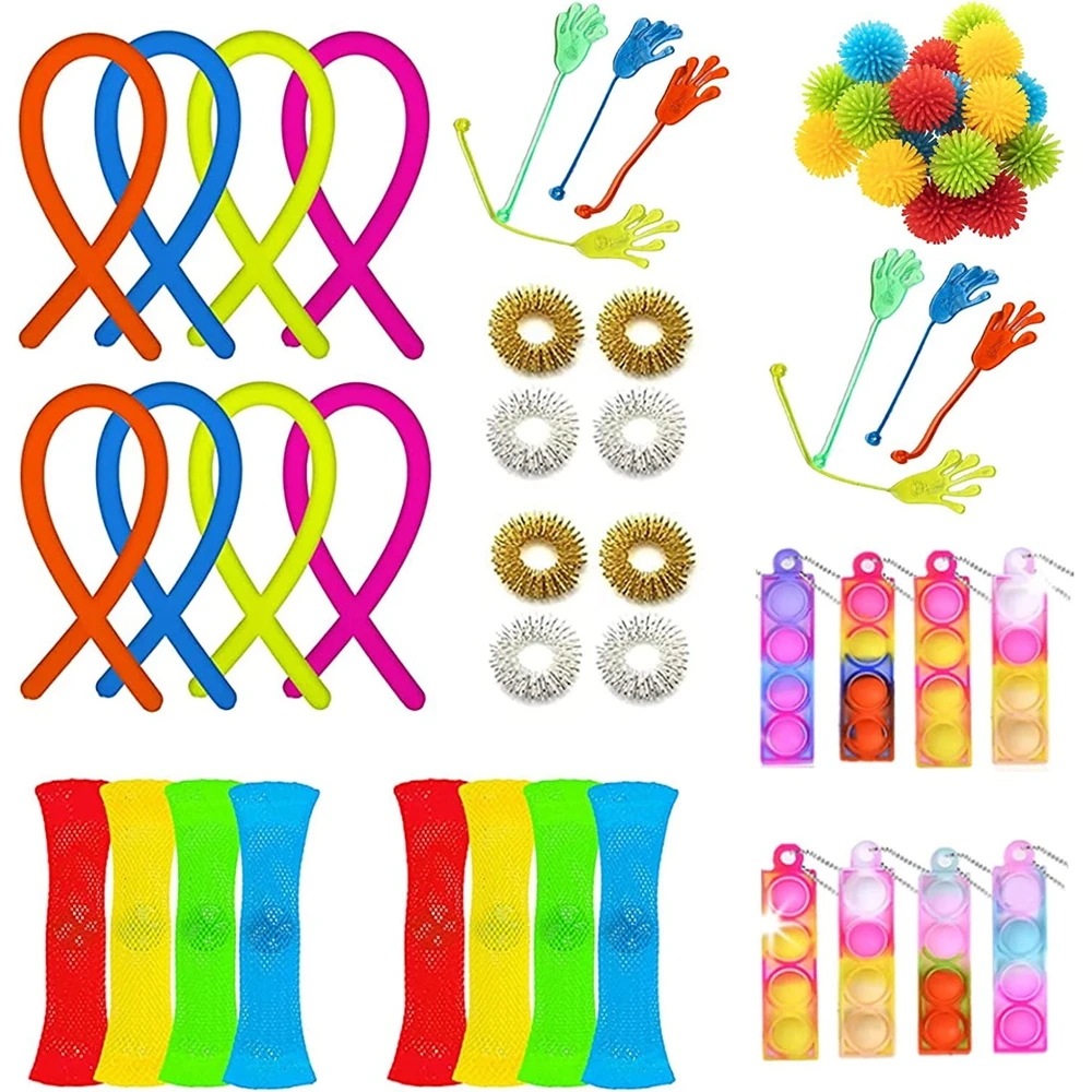 48PCS-Mix-Finger-Fidget-Toys-Party-Favors-Bulk-Pack-Stress-Relief ...