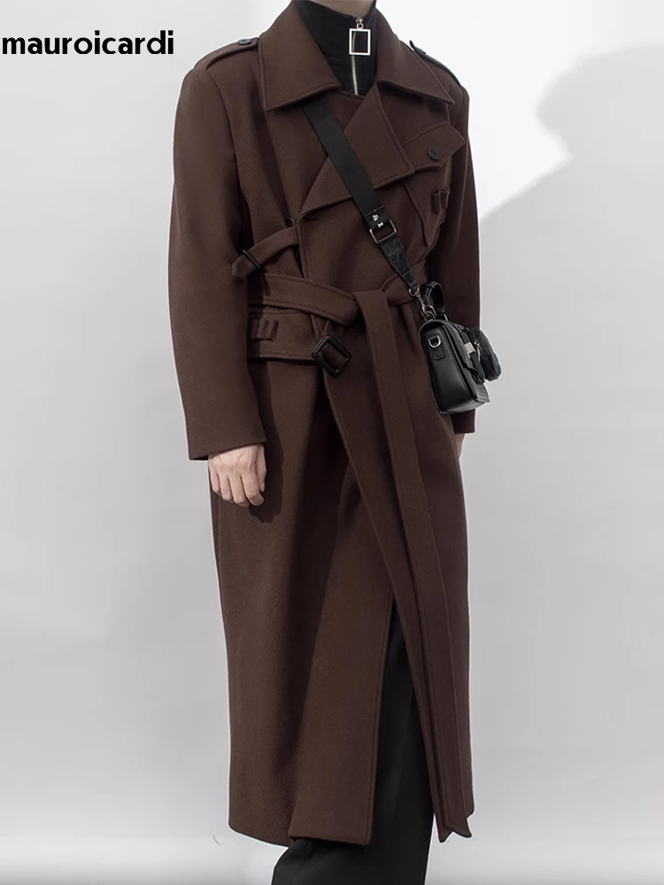 Mauroicardi-Autumn-Winter-Cool-Elegant-Long-Warm-Black-Woolen-Trench ...