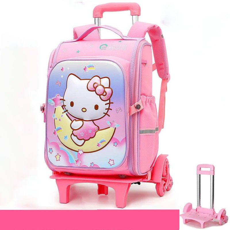 Hot-Miniso-Kawaii-Student-Six-Wheel-Trolley-Schoolbag-Hello-Kitty ...