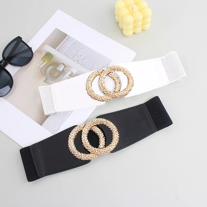 2024-Women-s-New-Fashion-Elastic-Elastic-Wide-Waistband-Double-Ring ...