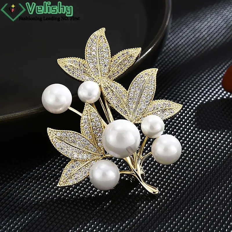 Enamel-Maple-Leaf-Plants-Brooch-For-Women-Pearl-Leaf-Brooches-Clothing ...