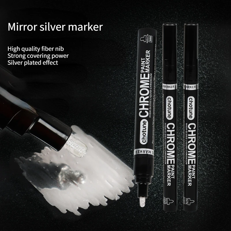 0-7-3MM-Mirror-Reflective-Chrome-plated-Silver-Marker-Pen-Three-line ...