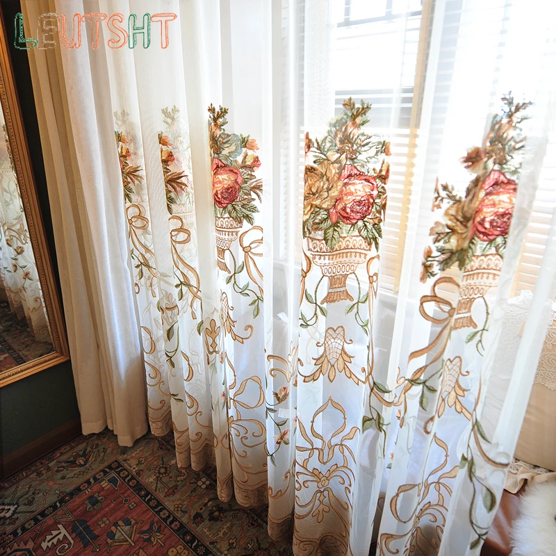 Custom Size Window Screen Embroidery in European and American Villa ...