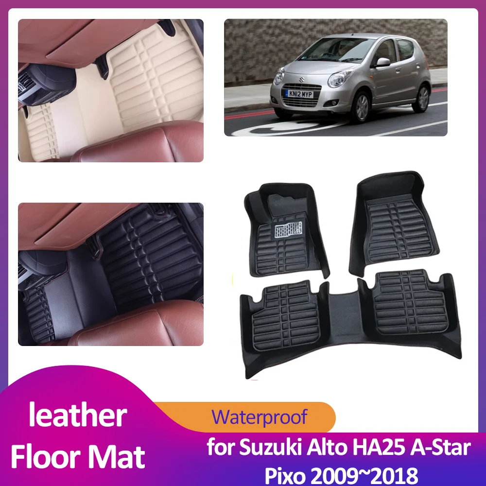 Car Floor Mat for Suzuki Alto HA25 A-Star Nissan Pixo 2009~2018 Leather ...