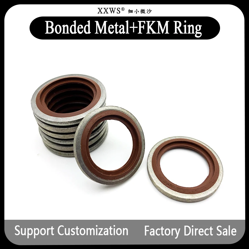 1/10pcs FKM Bonded Seal Sealing Ring Assortment Kit Oil Drain Screw Combined Washer Seal Set M5 ...