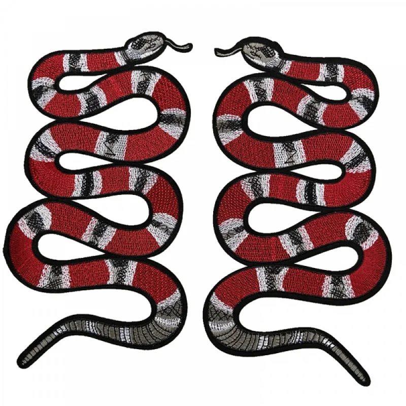 1-Set-Red-Embroidered-Snake-Patches-Iron-on-Embroidery-Appliques-for ...