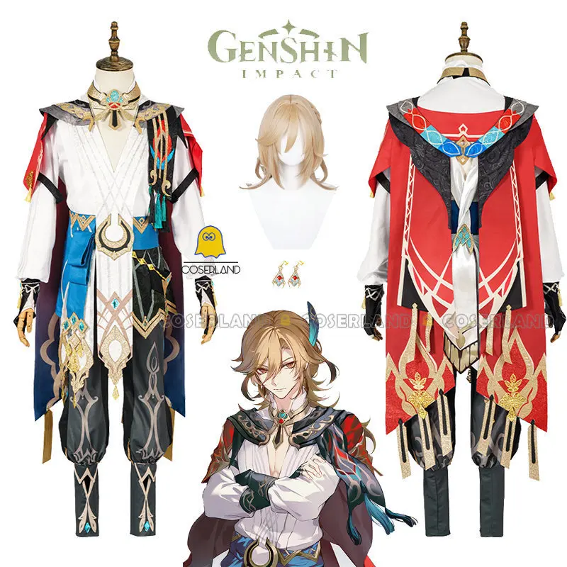 Kaveh-Cosplay-Costume-Wig-Genshin-Impact-Cloak-Uniform-Outfit-Blonde ...