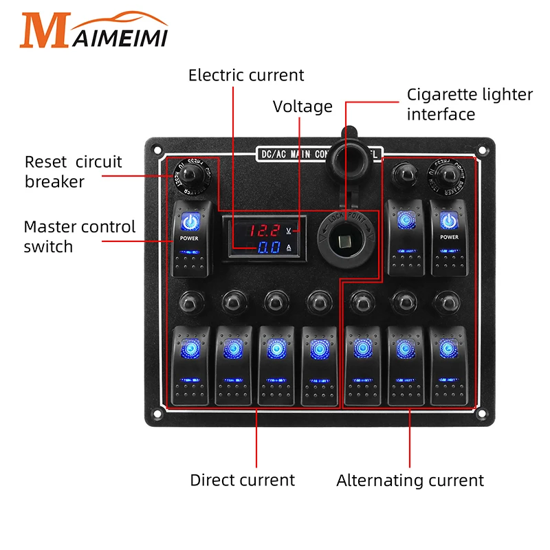 24V-12V-10-Buttons-Switch-Panel-LED-Light-Toggle-Circuit-Breaker-Test ...