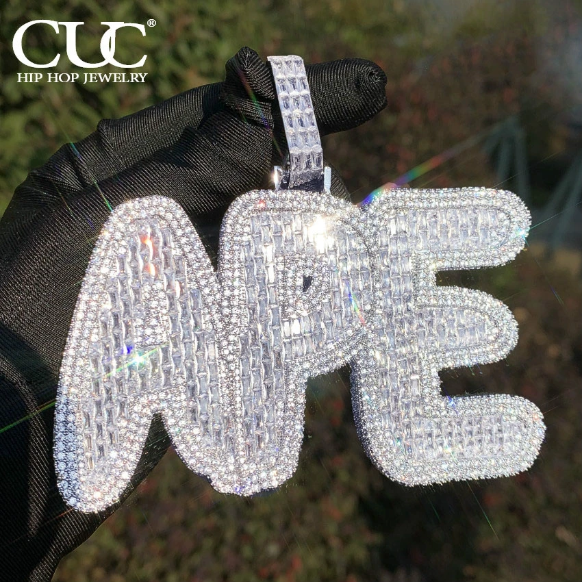 Pendants Custom Silver Necklaces | Custom Baguette Pendants Men ...