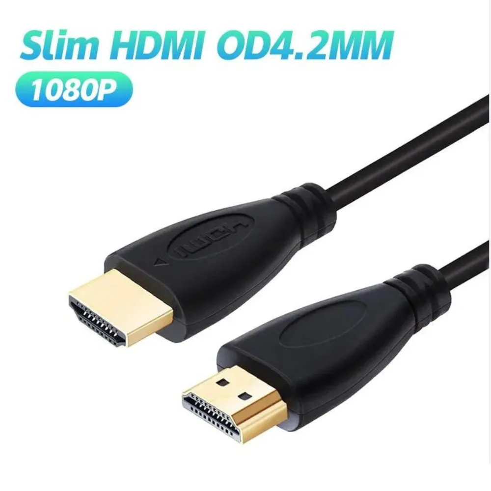 HD-Slim-HDMI-a-HDMI-Cable-od4-2-mm-PVC-negro-Ultra-suave-Cable-delgado ...