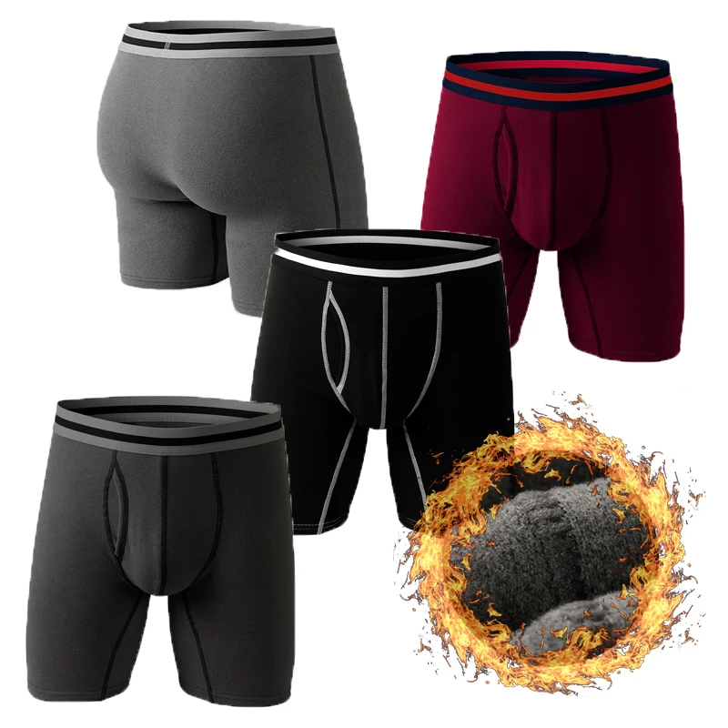 4-Pack-Winter-Fleece-Mens-Underwear-Long-Leg-Boxer-Briefs-microfiber ...