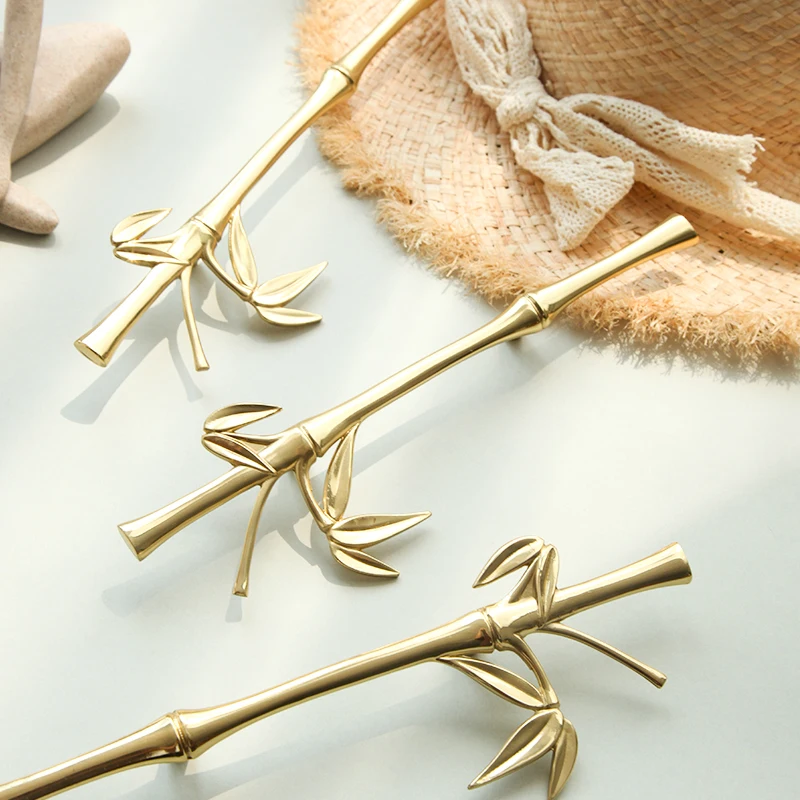 Brass-Casting-Bamboo-Shape-Handle-Furniture-Bookcase-Wardrobe-Double ...