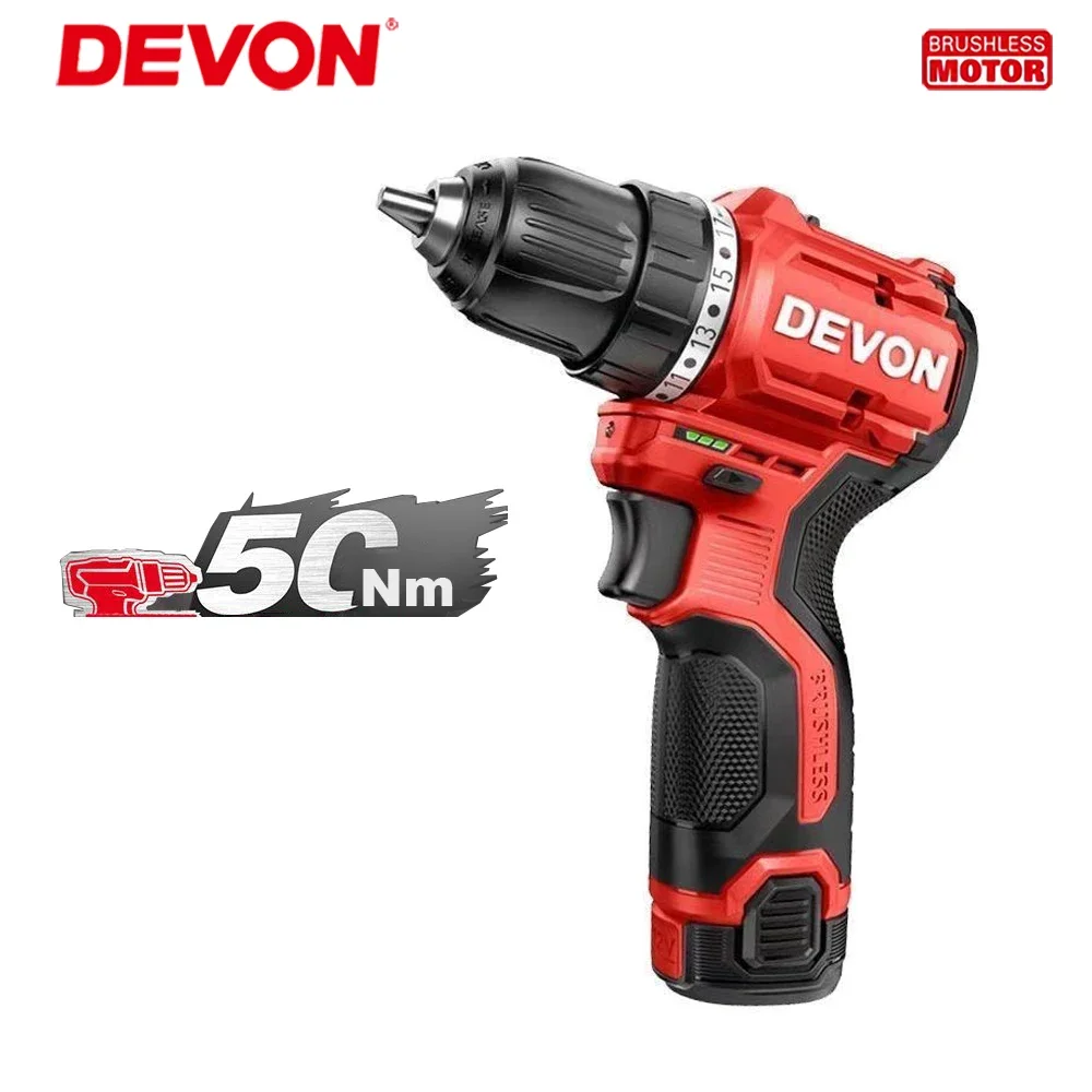Devon-Cordless-Electric-Drill-Brushless-Motor-5208-12v-50Nm-1700rpm-Dual-Speed-Torque-Adjustable ...