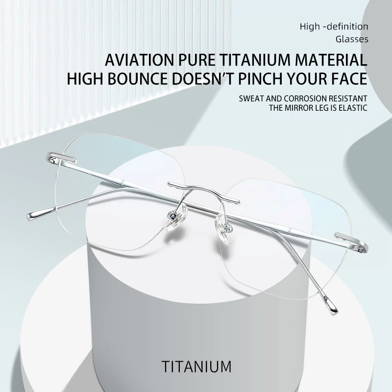 VICKY-Ultra-light-Titanium-Rimless-Myopia-Frames-Unisex-Simple-Square ...