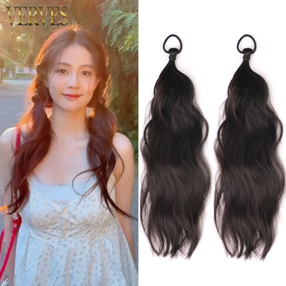 Ponytail-Extensions-Synthetic-Hair-Pieces-Bundles-18-Inch-Black-Chignon ...