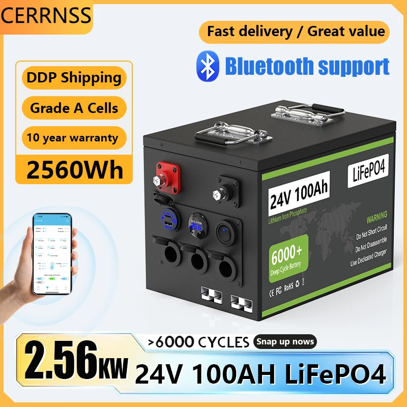 LiFePO4-24V-100AH-Battery-Pack-25-6V-2-5Kw-Lithium-Solar-Battery-With ...