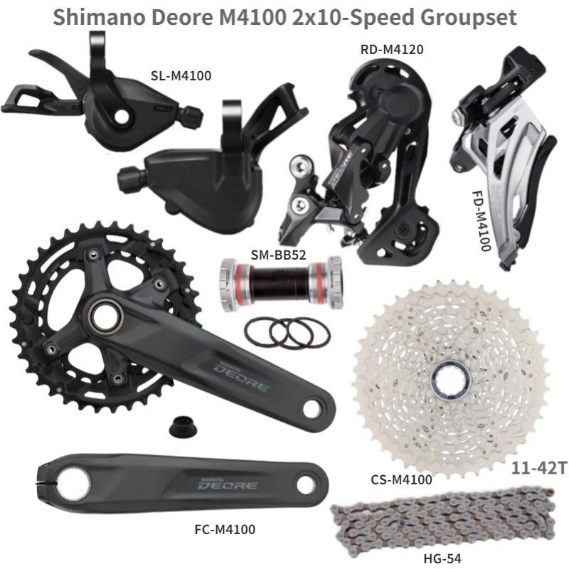SHIMANO-DEORE-M4100-Groupset-MTB-Mountain-Bike-Groupset-2x10-Speed-170 ...