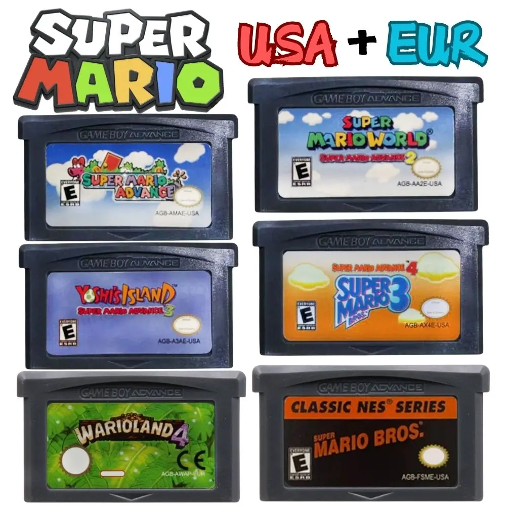 Mario Series GBA Games 32 Bit Cartridge Video Game Console Memory Card ...