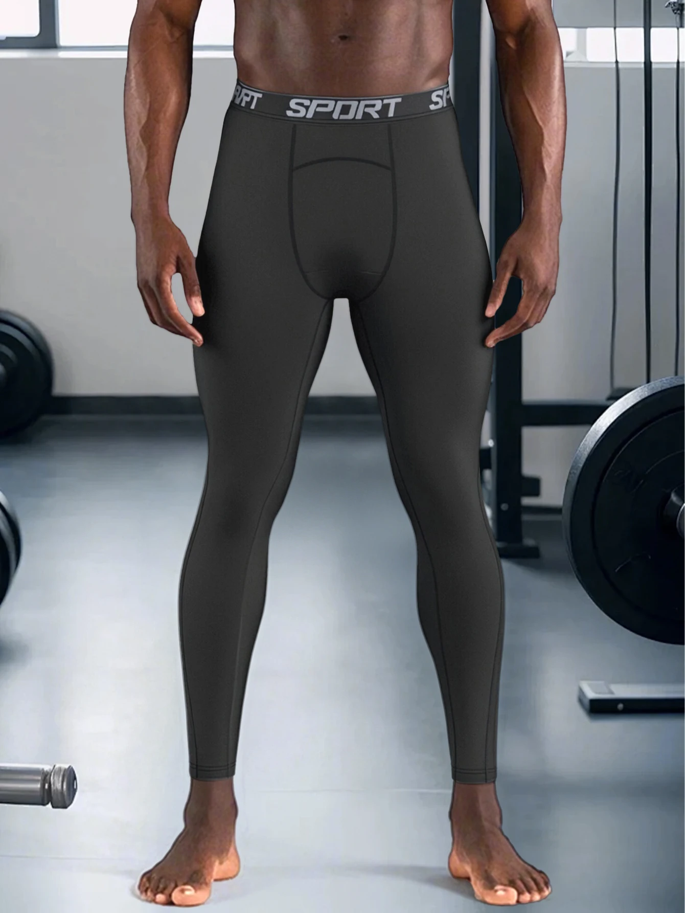 Collants de sport et de Fitness pour hommes, couleur unie, pantalons de ...