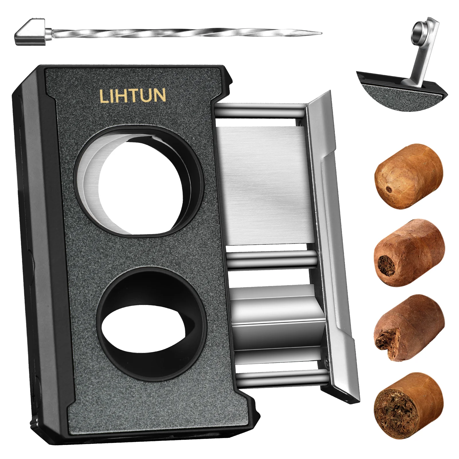 Cigar-Cutter-Guillotine-4-in-1-Straight-Cut-V-Cutter-with-Cigar-Punch ...