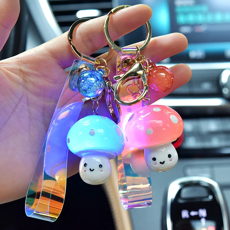 New Fashion Animation Game Light Keychain Cute Mushroom Key Chain ...