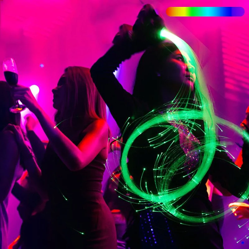 185CM LED Fibre Optic Dancing Whips Light USB Rechargeable Glowing Up ...