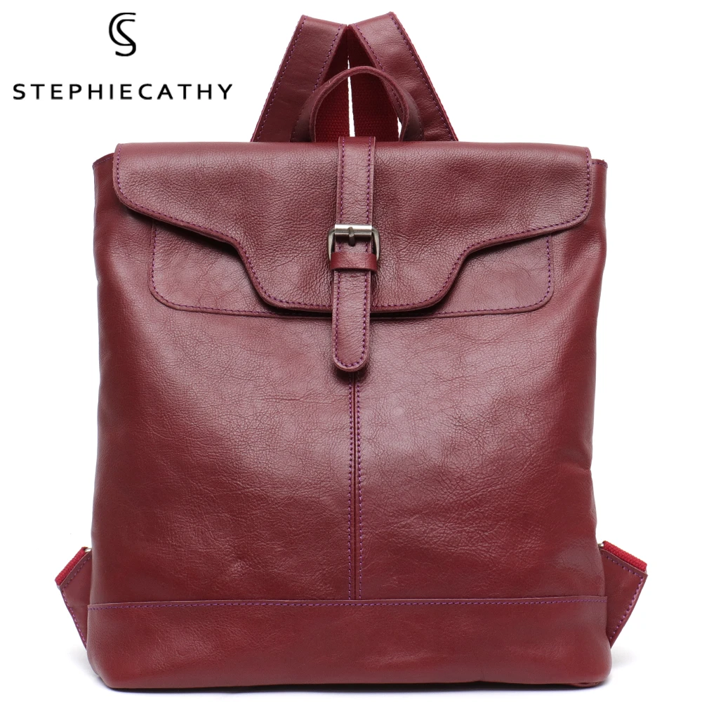 Sc Vintage Genuine Leather Backpacks Women England Style Large Satchel ...