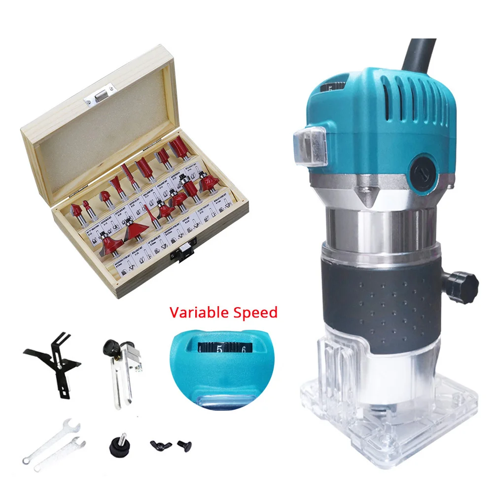 Variable-Speed-Woodworking-Router-with-15pcs-Milling-Cutter-800w ...