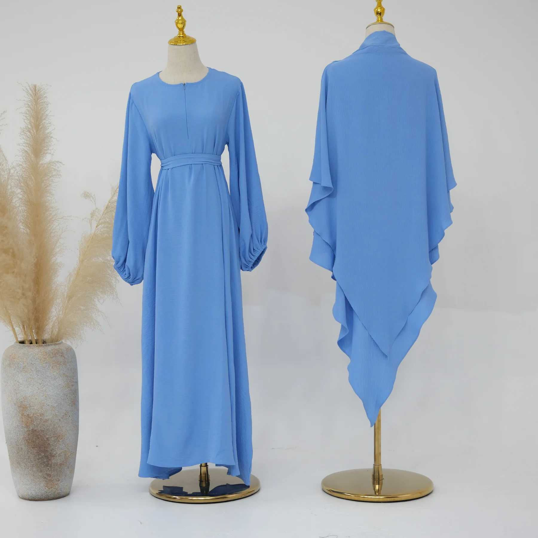 Eid Muslim Dress with Khimar Set 2 Piece Women Party Abaya Morocco ...
