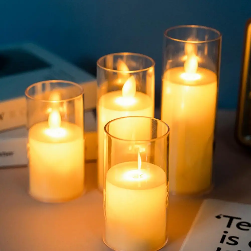 Simulation Candle Light Imitation Swing Wick Built in Battery Acrylic ...