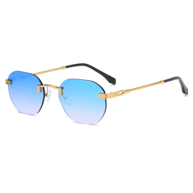 2022 Rimless Square Sunglasses Men Women UV400 Small Gradient Frameless ...