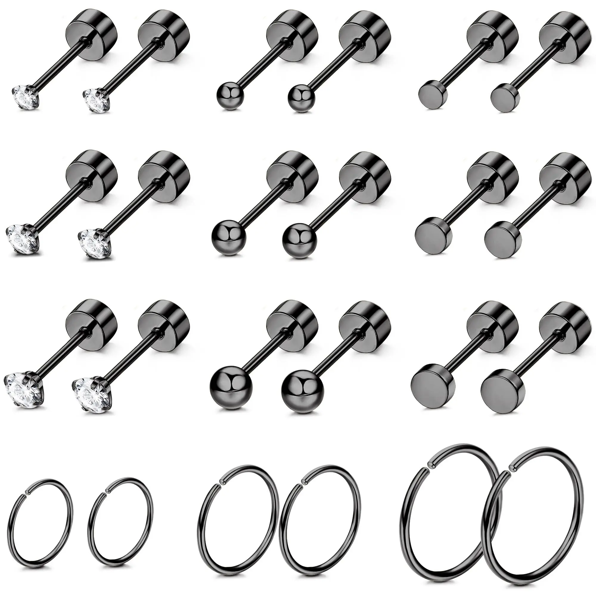 Pendientes-de-acero-inoxidable-para-hombre-y-mujer-aretes-peque-os-de ...