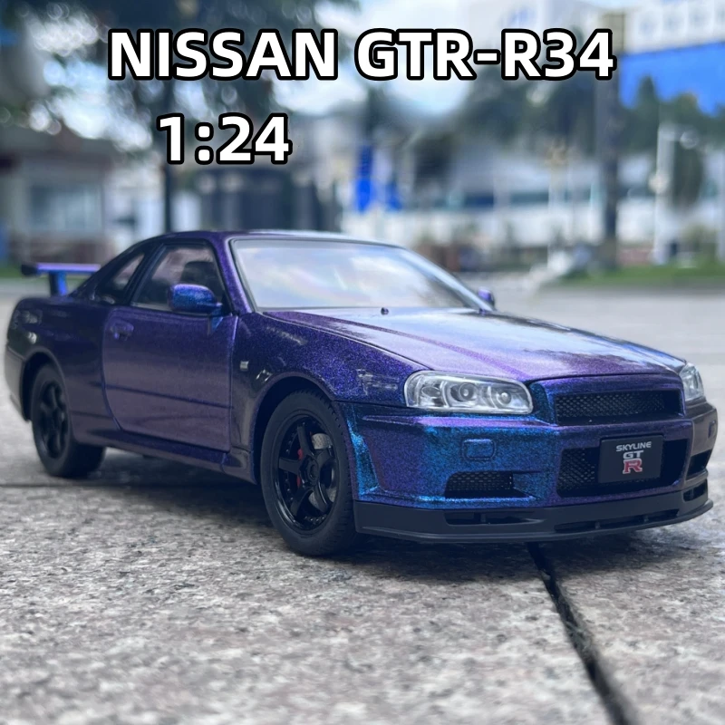 1-24-Nissan-Skyline-GTR-R34-Diecast-Alloy-Sport-Car-Model-Sound-Light ...