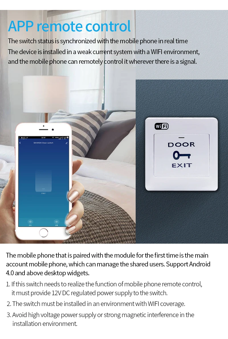 Tuya App WiFi Door Exit Button Voice Remote Door-Opening Wireless ...