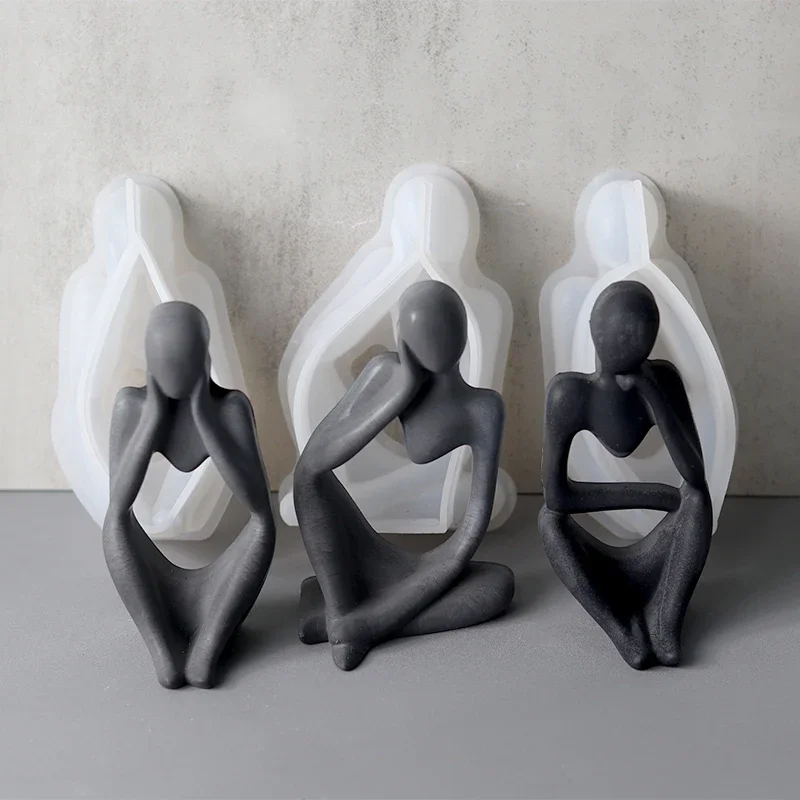 DIY Thinker Statue Silicone Mold 3D Nordic Art Abstract Human Body ...