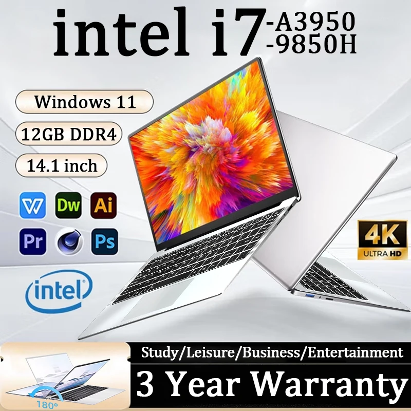 NEW 14.1 inch Slim Office Laptop Intel Core i7 9850H Windows 11 12GB ...