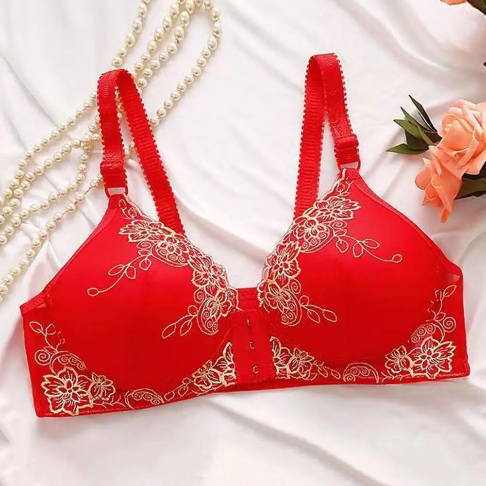 Adjustable-Shoulder-Strap-Bra-Supportive-Lace-Jacquard-Trim-Bras-for ...