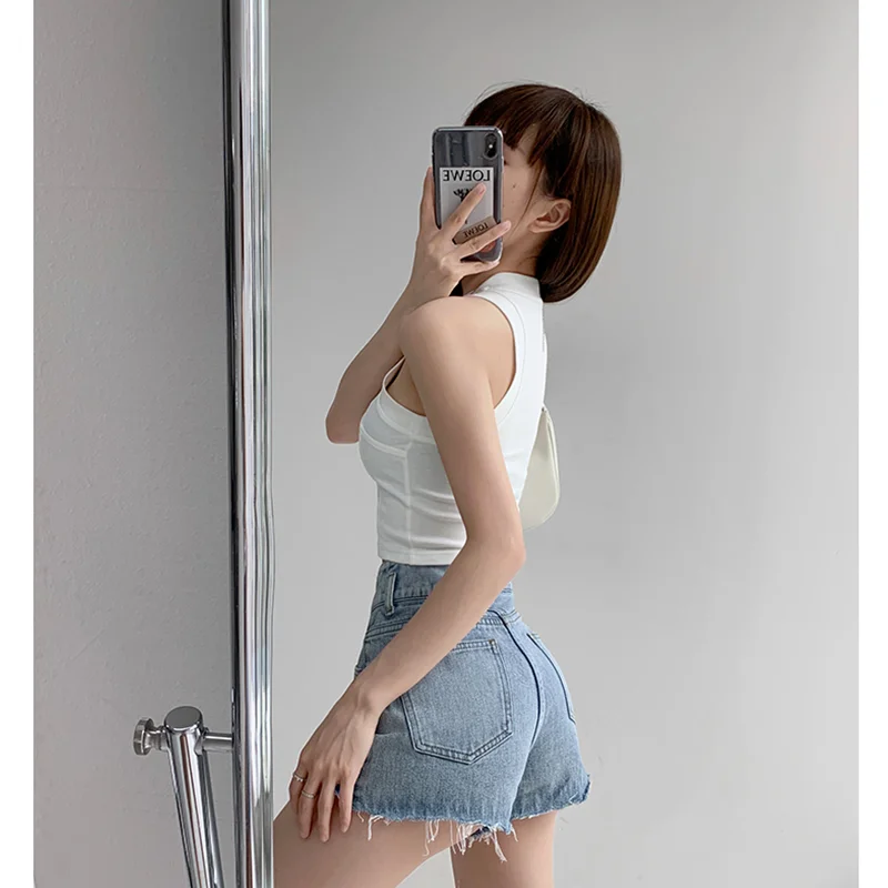 Sense of Design Splice Sleeveless Bottom Vest 2023 Women's Fashion New Style Short Small ...