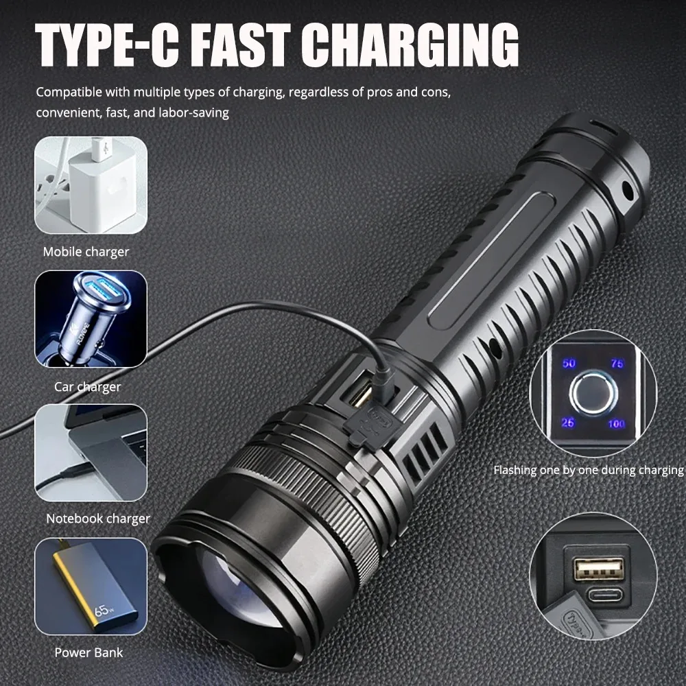 High-power-LED-flashlight-can-charge-long-lasting-durable-outdoor-white ...